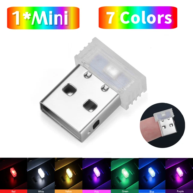 1X MINI USB RGB LED Car Interior Light Neon Atmosphere Ambient Lamps ...