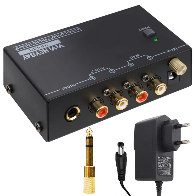 MINI MM RCA Phono Stage Preamp Stereo Turntable Pre-Amplifier Box ...