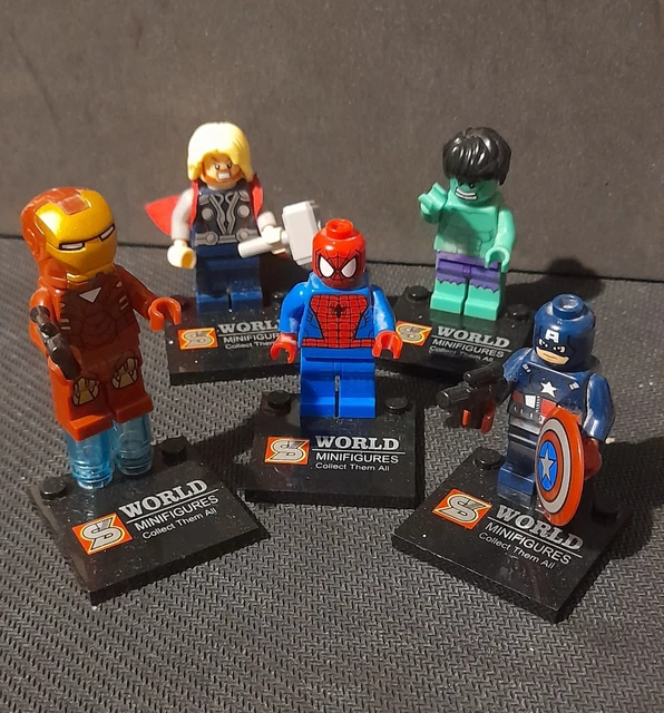 MARVEL S/H Minifigures Bundle Thor,Hulk,Ironman,Spiderman And Capt ...
