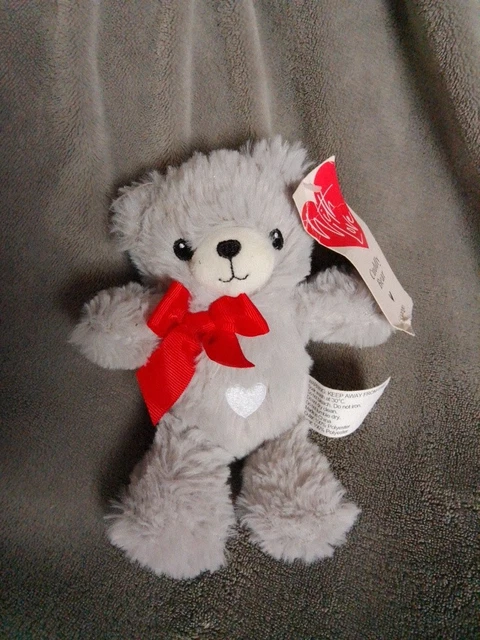 GEORGE ASDA GREY Cuddly Bear, Teddy Plush. Soft Toy. Red Ribbon Bow £10 ...