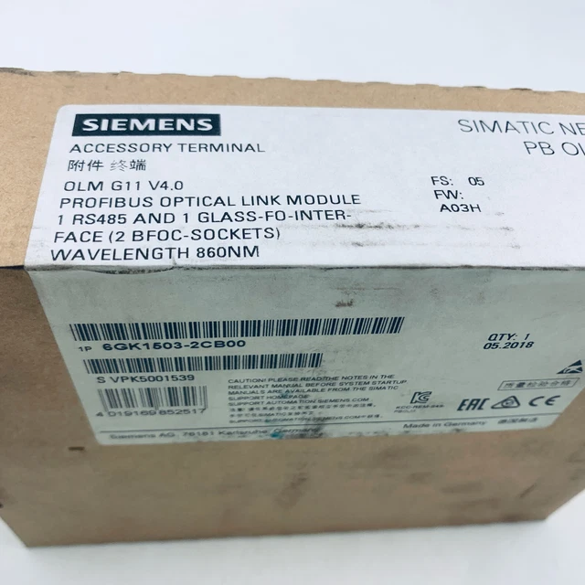 SIEMENS 6GK1503-2CB00 PROFIBUS OLM/G11 V4.0 OPTICAL LINK MODULE (Sealed ...