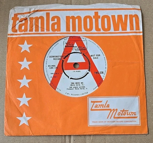 RARE TAMLA MOTOWN Promo - The Lewis Sisters - You Need Me - Uk Tmg536 ...
