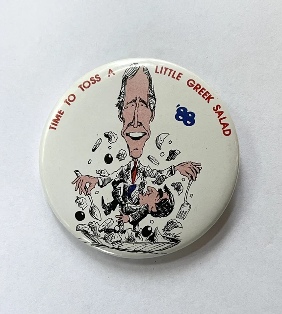 1988 GEORGE BUSH Toss 2 1/2” Cello Cartoon Pic Campaign Button - Anti ...