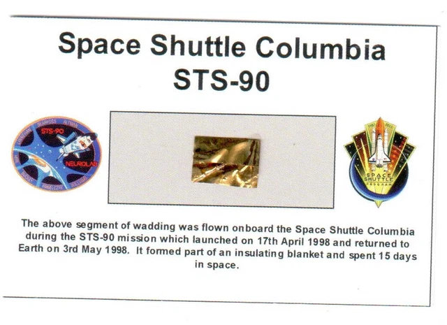 CARTE / PRÉSENTOIR avec un fragment Original Nasa Nasa STS - 90 (USA - 054**) EUR 27,50 ...