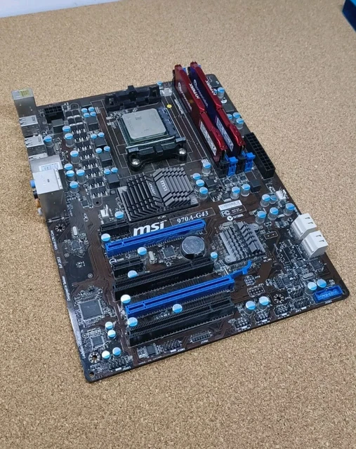 MSI 970A-G43 MOTHERBOARD. AM3+, 2x 8GB DDR3, AMD FX6300 CPU Combo ...