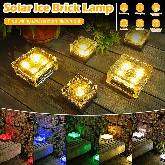 SOLAR POWERED LED ICE Cube Landscape Pathway Brick Lights Garden ...