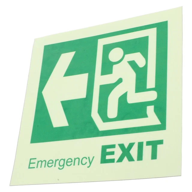 EMERGENCY EXIT SIGN Sticker Office Glow Commercial Fire Extinguisher £4 ...