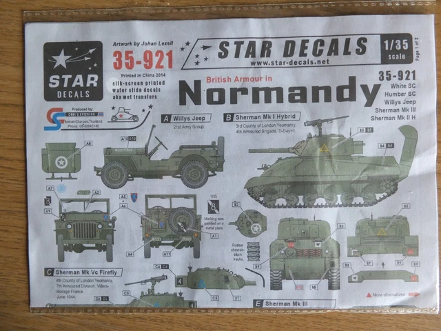 STAR DECALS 35-921 - British Armour In Normandy - 1/35 Scale Decals £9. ...