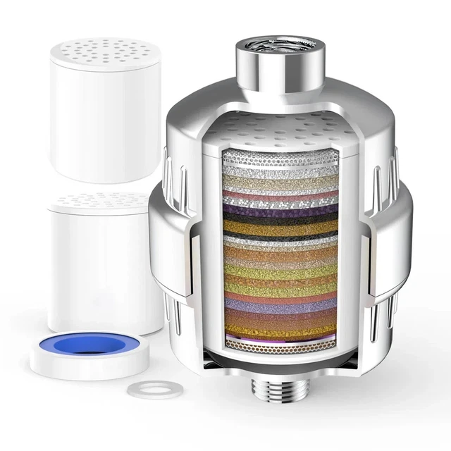 20-STAGE SHOWER HEAD Filter with 2 Replaceable Filter Cartridges for ...