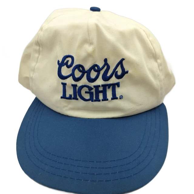 VINTAGE COORS LIGHT Beer Logo Snapback Hat Cap Cream Blue One Size Fits ...