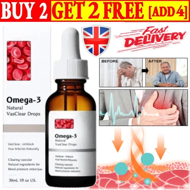 VEGAN OMEGA-3 NATURAL Vasclear Drops,Fish Oil Alternative,DHA,EPA ...