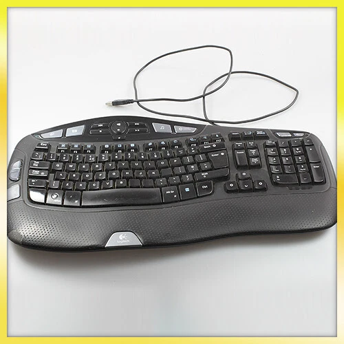 LOGITECH WAVE Y-UV90 Computer Desktop PC Corded Ergonomic Keyboard USB ...