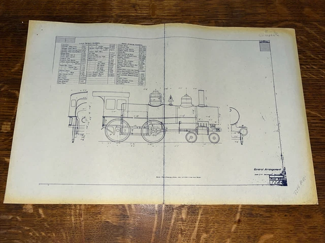 ORIGINAL VINTAGE RAILROAD Locomotive Train Blueprint Diagram Drawing 17 ...