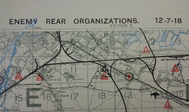 WW1 BRITISH MAP of "ENEMY REAR ORGANIZATIONS" (ARRAS - GERMAN SPRING ...