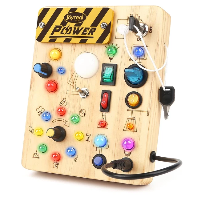 JOYREAL MONTESSORI BUSY Board Wooden LED Sensory Toy Toddler Activity £ ...
