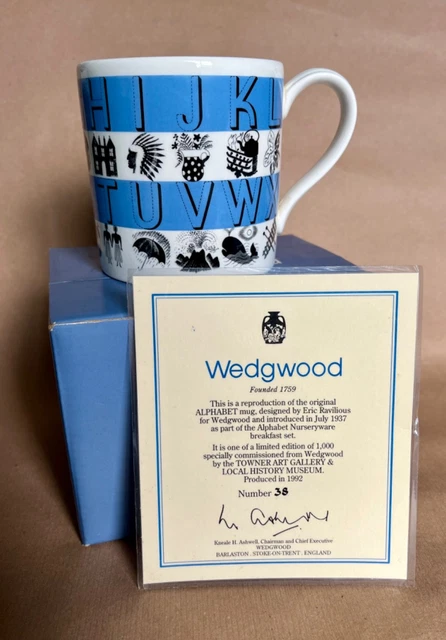 A RARE 1992 Limited Edition Eric Ravilious Wedgwood Alphabet Mug No 38