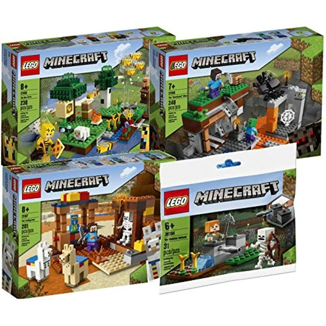 MINECRAFT LEGO SET: Bee Farm, Abandoned Mine, Trading Post & Skeleton ...