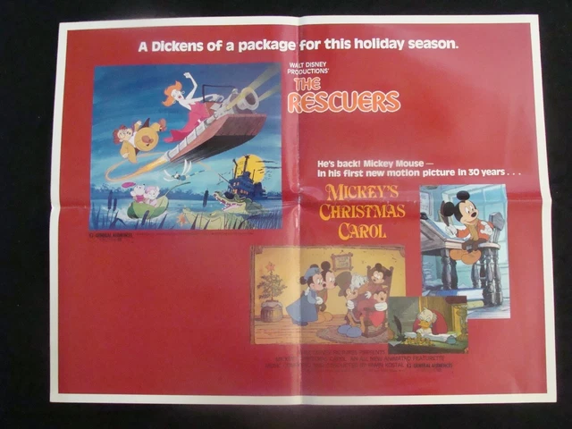 -WALT DISNEY THE RESCUERS-MICKEYS CHRISTMAS CAROL movie poster 1/2sheet ...