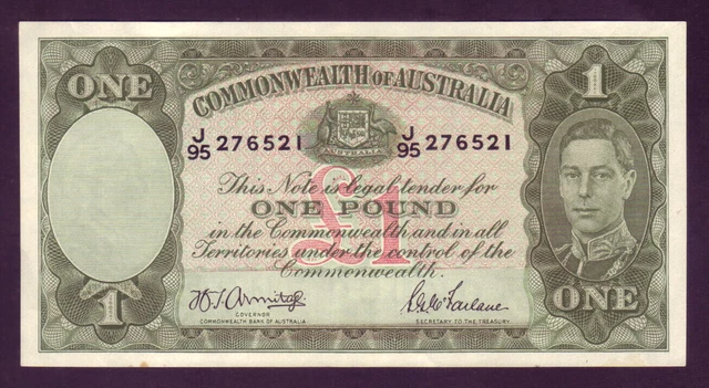 AUSTRALIA R-30. (1942) One Pound - Armitage/McFarlane.. King George VI ...