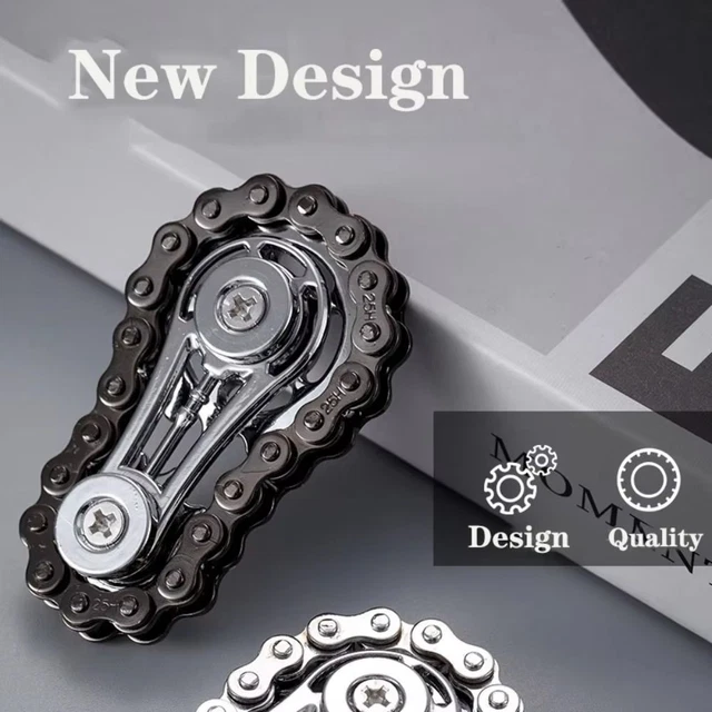 SPINNING TOP BIKE Chain Gear Fidget Metal Wheel Gear Chain Gyroscope ...