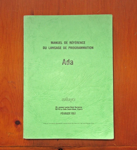 LIVRE &MANUEL DE RÉFÉRENCE DU LANGAGE DE PROGRAMMATION Ada" - Alsys ...