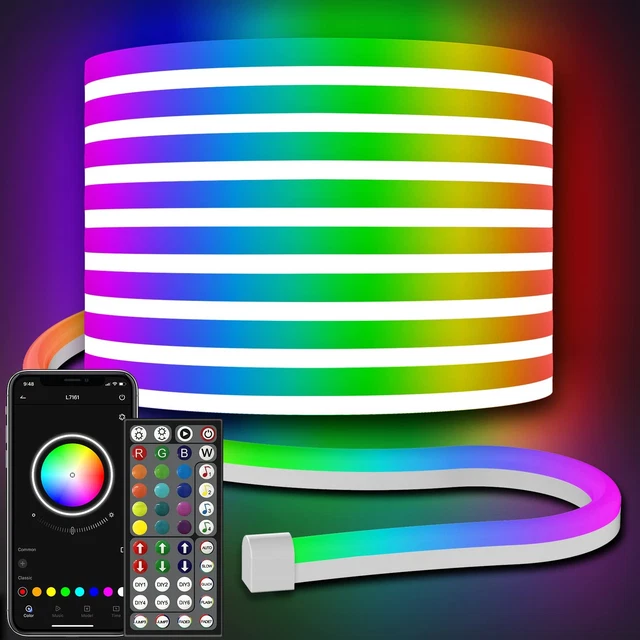 AILBTON LED NEON Rope Lights 10m Flexible Lights,Control 10m, Rgb £42. ...