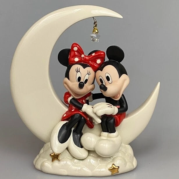 DISNEY LENOX MICKEY Over The Moon For Minnie 24k Gold RARE LARGE MINT ...