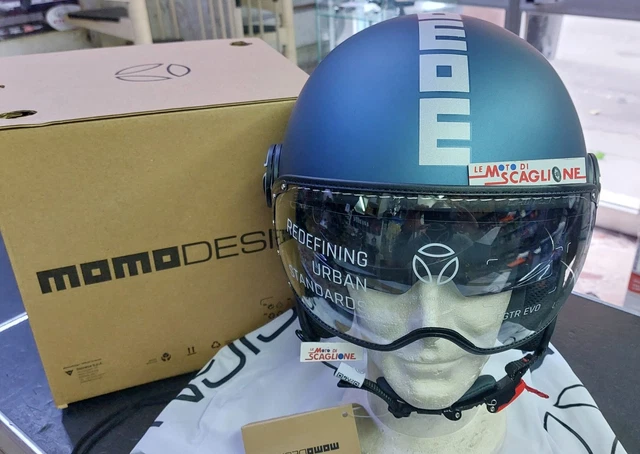 NUOVO 2024! CASCO Momo Design Fgtr Evo Matt Avio Blu Frost Silver Tg L Doppia... EUR 229,00 ...