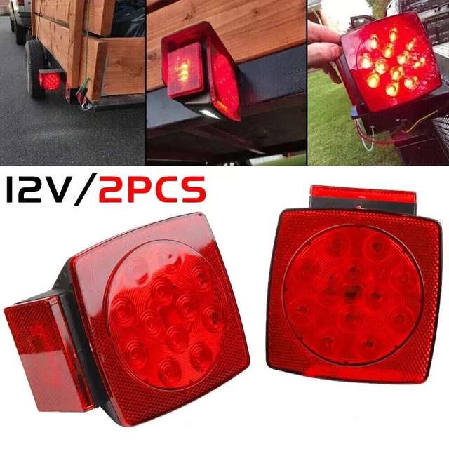 REAR LED SUBMERSIBLE Square Trailer Tail Lights Kit Boat Truck ...
