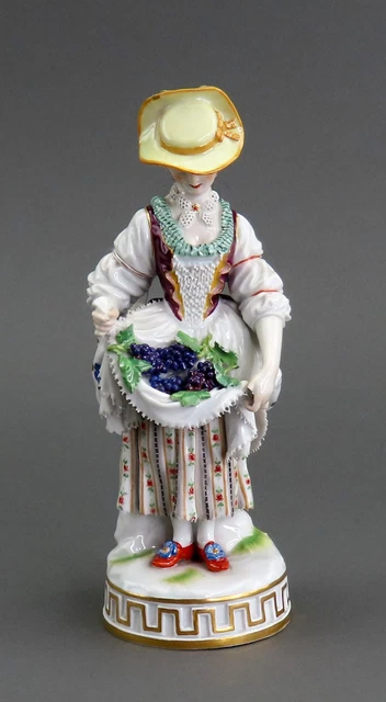 ANTIQUE 19TH CENTURY Victorian Meissen Porcleain Woman w/ Grapes ...