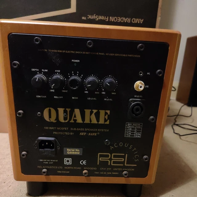 REL QUAKE 100W MOSFET Sub-Bass Speaker System Subwoofer - Cherry Wood £ ...