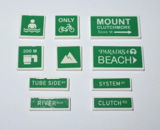 LEGO ® LOT 10 Plaque Lisse Stickers Dessin Panneaux Circulation Route ...