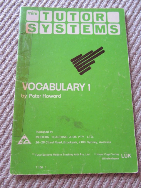 MINI TUTOR SYSTEMS Book - Vocabulary 1 by Peter Howard $19.95 - PicClick AU