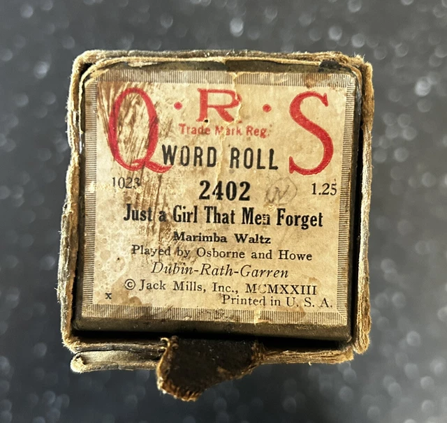 VINTAGE 1923 QRS Word Roll Piano Roll 2402 Just a Girl That Men Forget ...