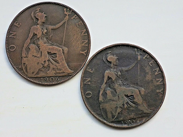 RARE 1906, 1907 King EDWARD VII ONE PENNY Coins £0.99 - PicClick UK
