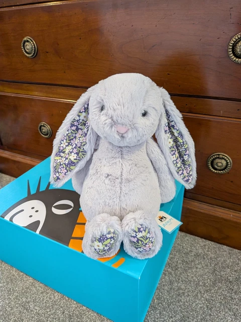 GENUINE JELLYCAT MEDIUM Blossom Silver Bunny 'Bloom' BNWT dust bag tag ...