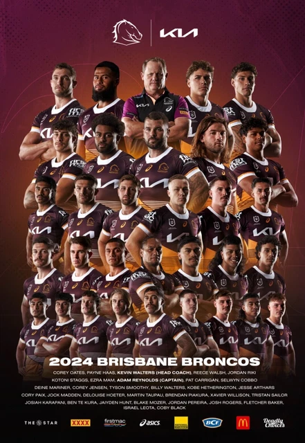 NRL 2024 BRISBANE broncos TEAM PLAYER POSTER, BIG 420mm, BARGAIN ...