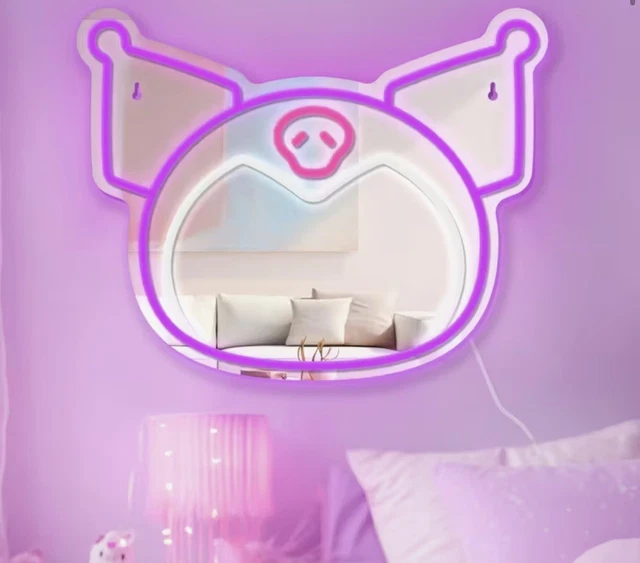 KUROMI LED NEON Light Mirror USB, Dimmable Wall Decoration Makeup Light ...