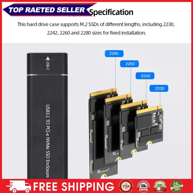 M.2 NVME PCIE NGFF SSD Case External Enclosure (Metal Box Black/Dual Protocol) ♞ $23.93 ...