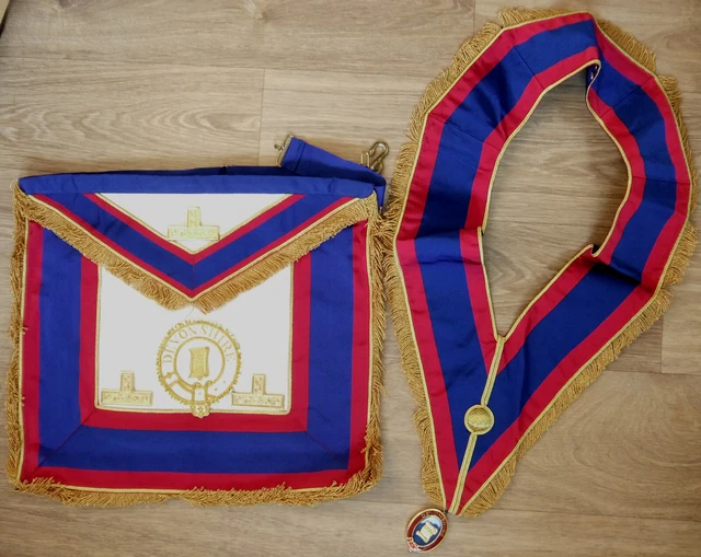 RARE, VINTAGE MASONIC Regalia - Mark Full Dress Apron, Collar, Jewel & Badge £18.92 - PicClick UK