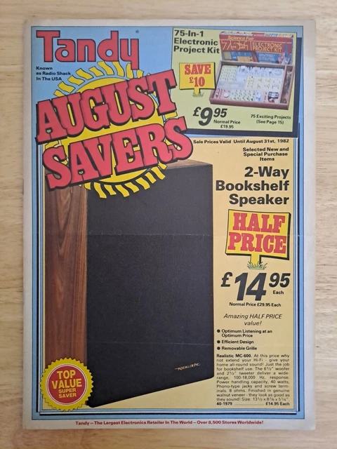 VINTAGE TANDY ELECTRONIC Sales Catalogue 31st August 1982 issue £9.95 ...