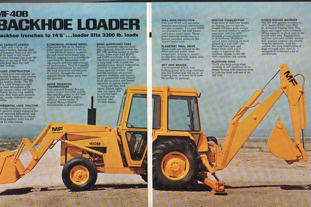 1977 MASSEY FERGUSON "MF40B" Tractor Backhoe Loader Brochure Leaflet £9.50 - PicClick UK