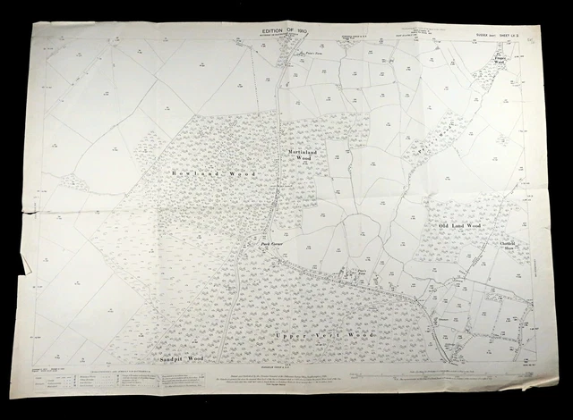 MAP OF SUSSEX Park Ecke Heath East Hoathly Rowland Woods Groß Antik ...