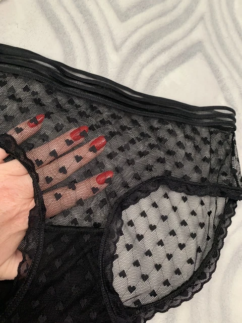Sheer See Thru Bikini Panties Hearts Panty L 7 New Sexy Lingerie Black
