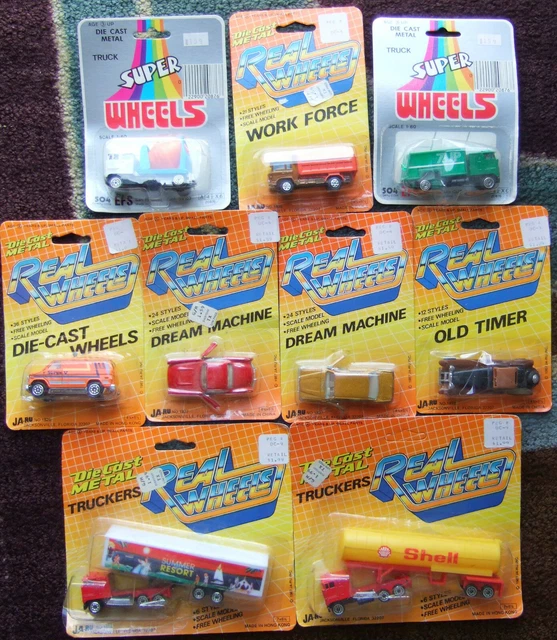 9 VINTAGE REAL Wheels & Super Wheels Yatming 1987 Ja-Ru diecast Truck ...