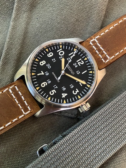 CUSTOM MOD SEIKO automatic military Field watch, sapphire glass, 2 ...