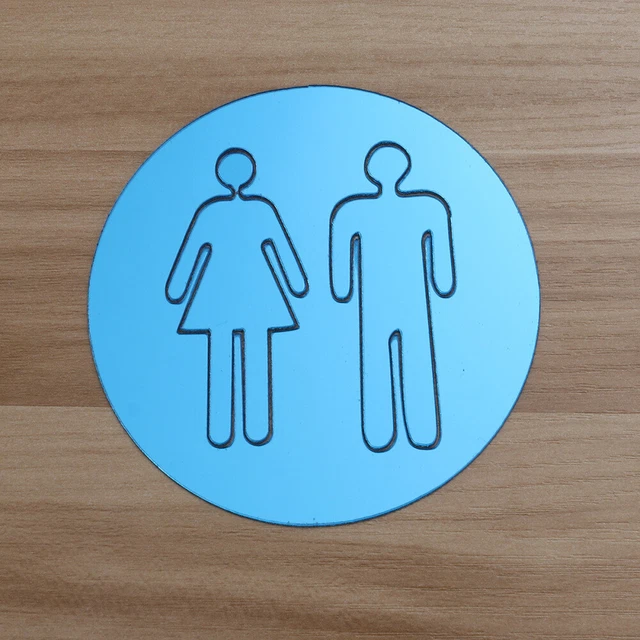 REMOVABLE 3D MIRROR Public Toilet Restroom Sign Men Women Wall Art ...