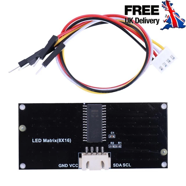 8X16 DISPLAY MODULE I2C Communication Dot Matrix LED Display Module 3.3 ...