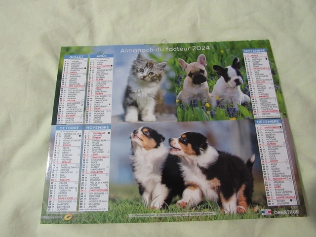 ALMANACH DU FACTEUR / Calendrier La Poste 2024 Chiens & Chats Neuf EUR ...