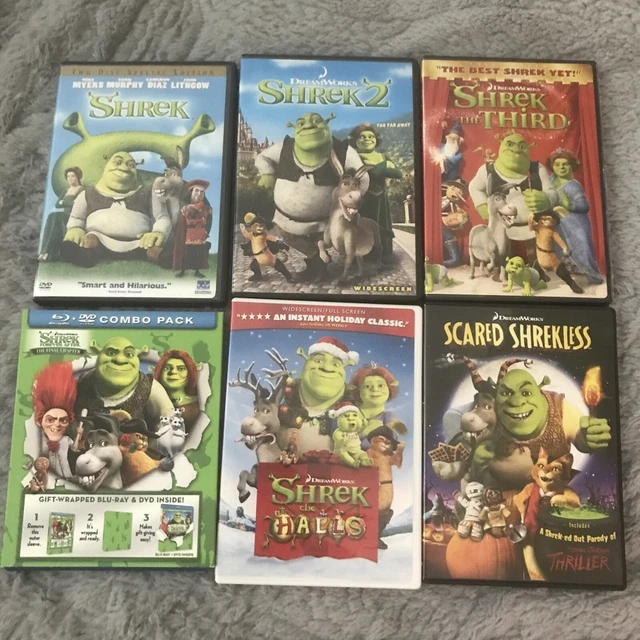 SHREK DVD LOT Of 6 - Shrek/Shrek 2/Shrek The Third/Forever After/3-D/Scared Shre $32.79 ...